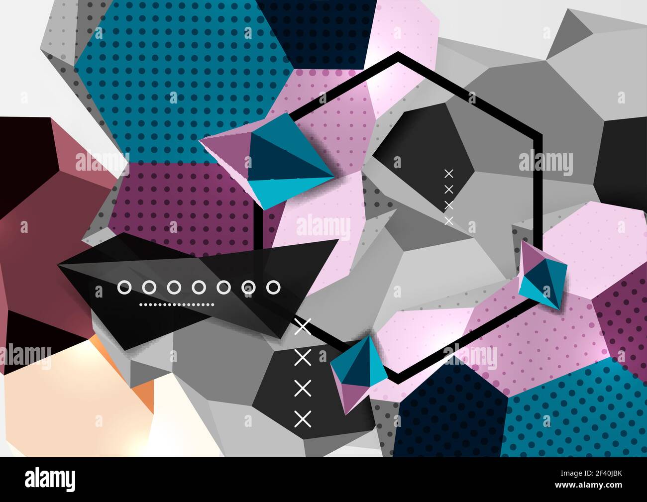 Color 3d geometric composition poster. Color 3d geometric composition ...