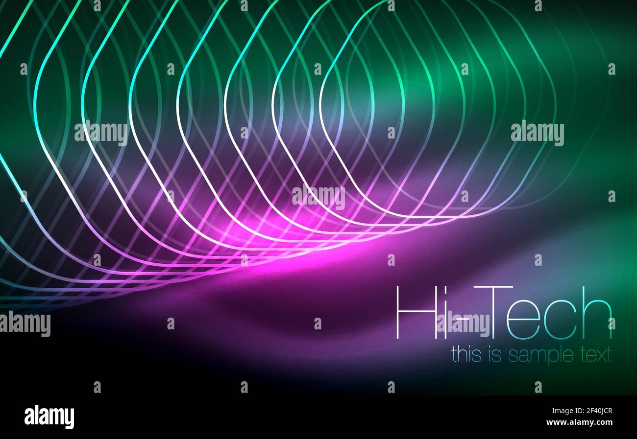 Outline hexagons, glowing geometric shapes, digital techno abstract ...