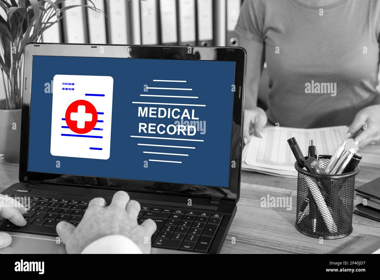 Laptop screen with medical record concept Stock Photo - Alamy