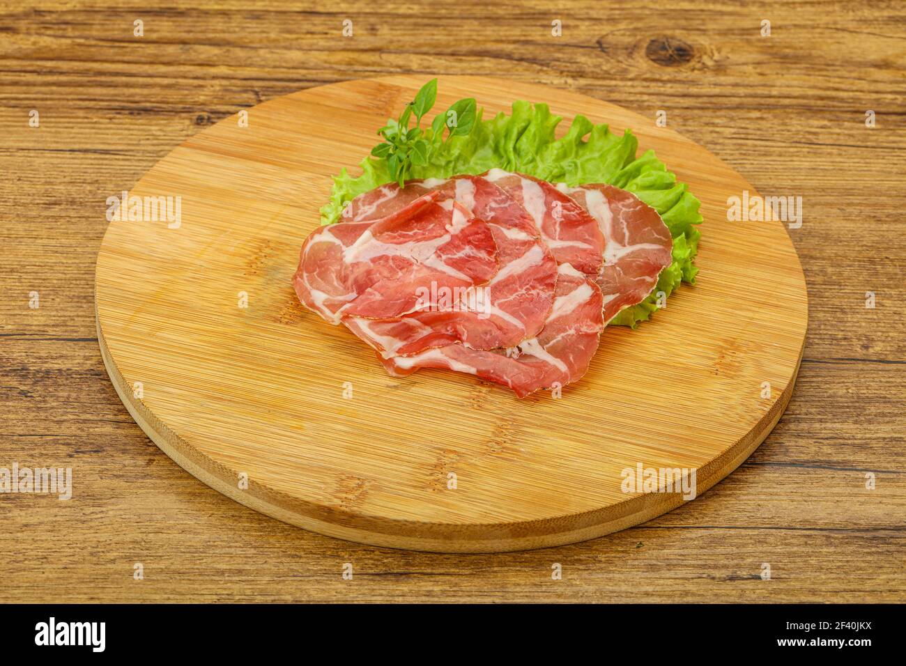 Delicous Smoked pork neck slices snack Stock Photo - Alamy