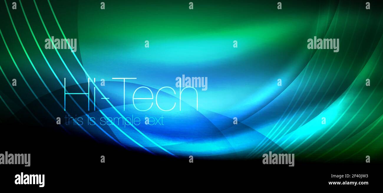 Glossy light effect neon glowing waves, shiny lights. Glossy light ...