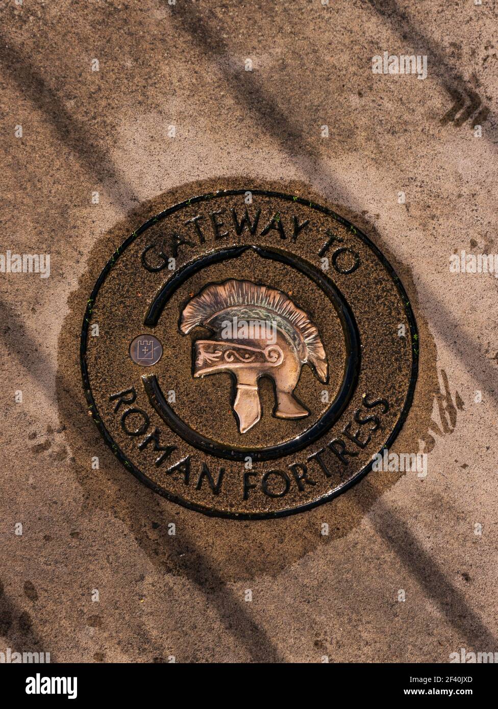 A marker on the York Walls showing the location of the gateway to the ...