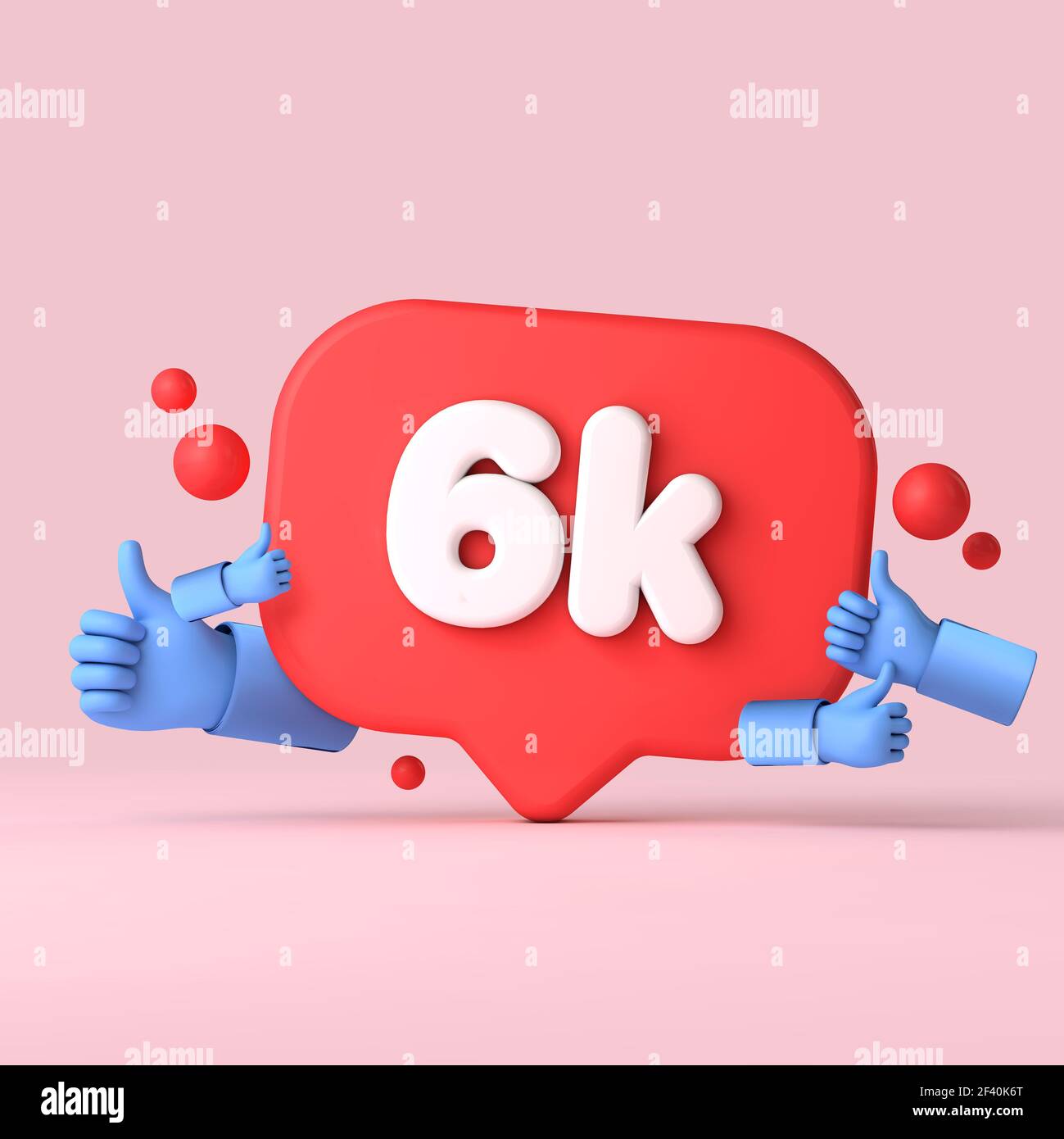 6 thousand followers social media banner thumbs up. 3D Rendering Stock ...