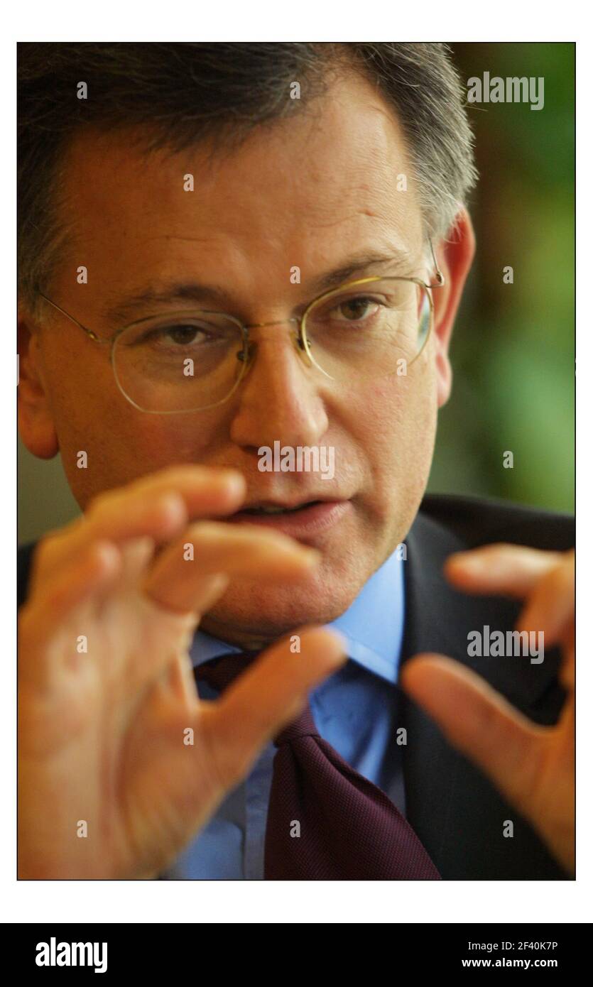 Stephen Byers in his office in London.pic david sandison 19/1/2002 ...