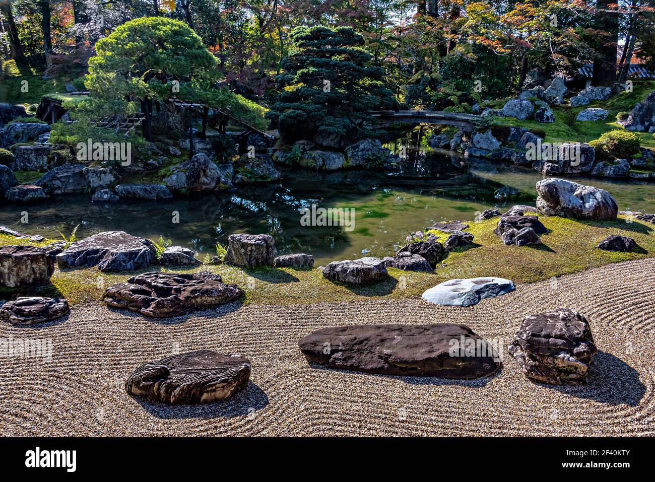 Zen rock garden, Daigo-ji temple grounds. One of the National Treasures ...
