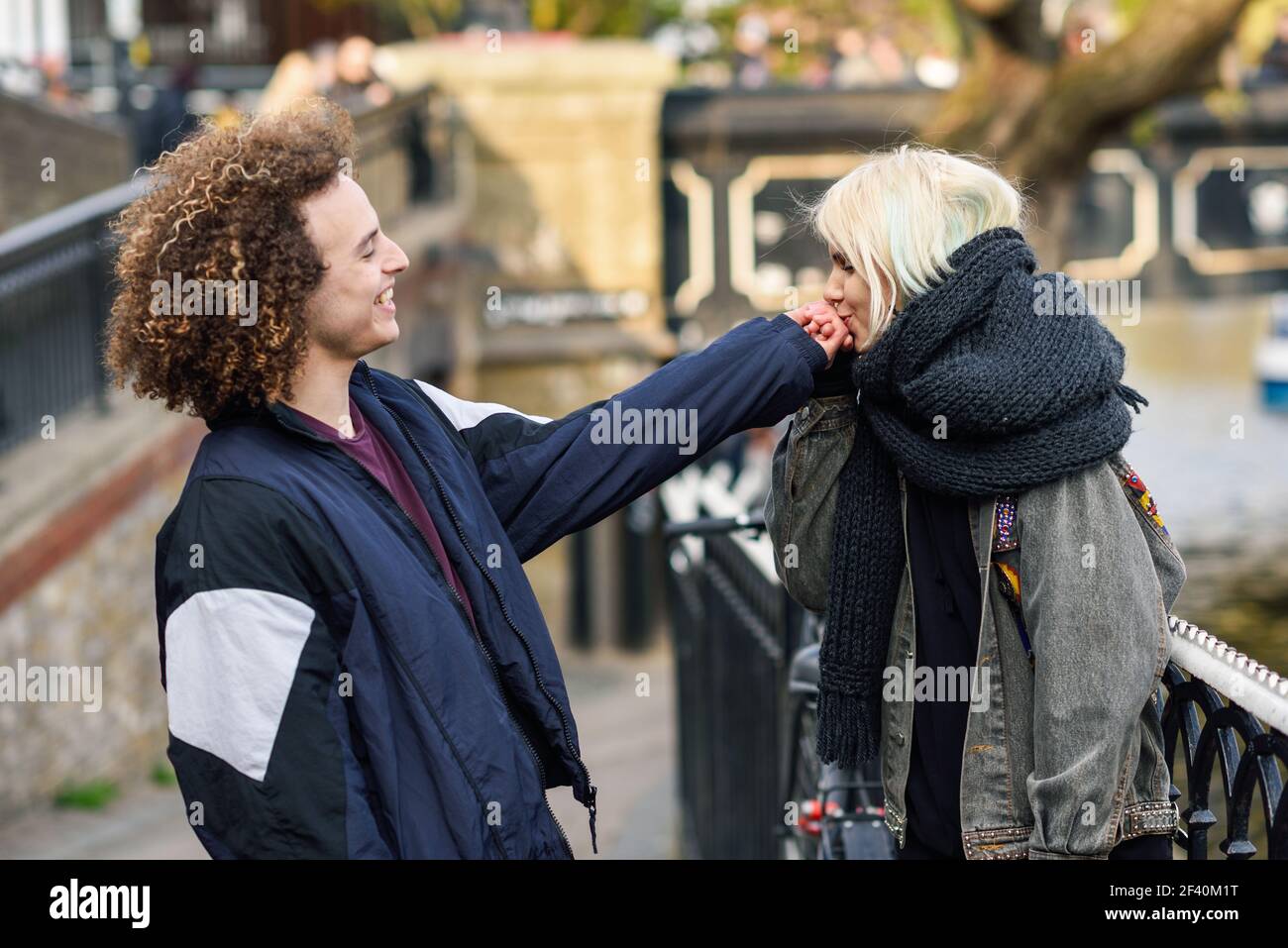 Happy couple having fun un Camden Town Little Venice, London. UK. Young ...