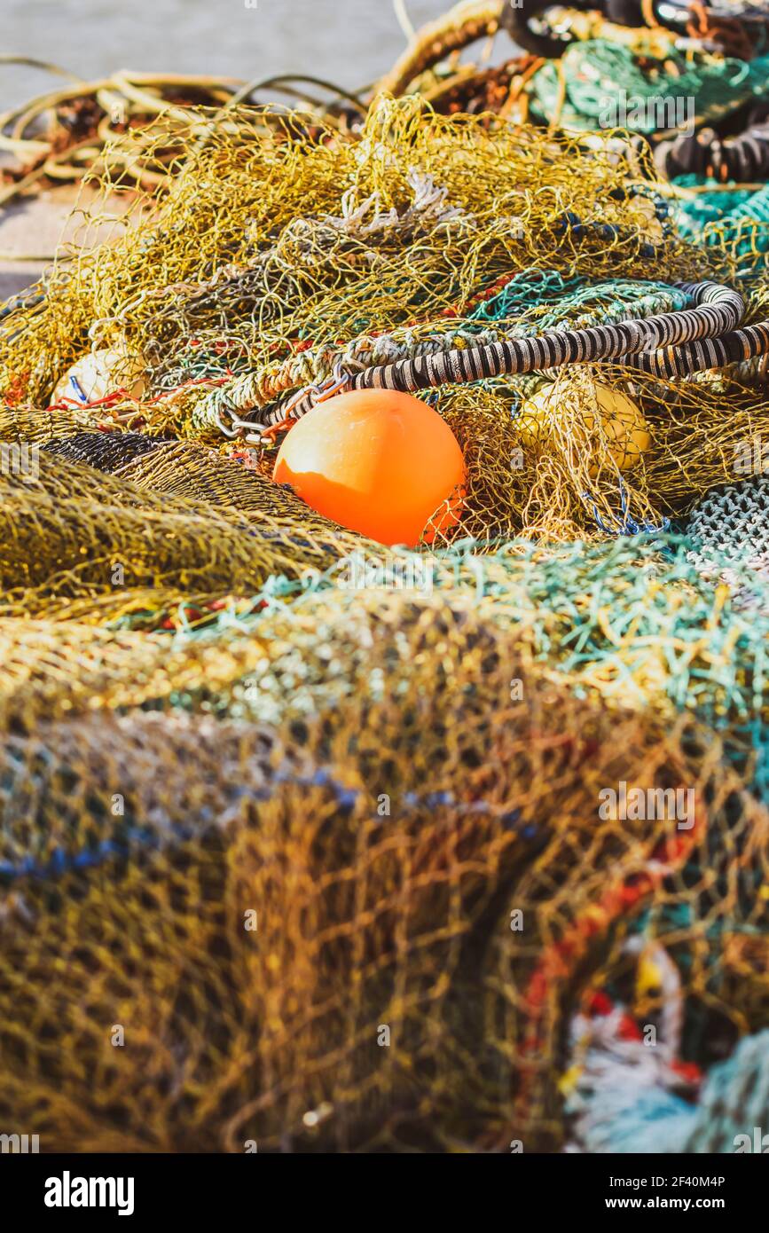 Fishing nets and equipment for catching fish at sea Stock Photo - Alamy