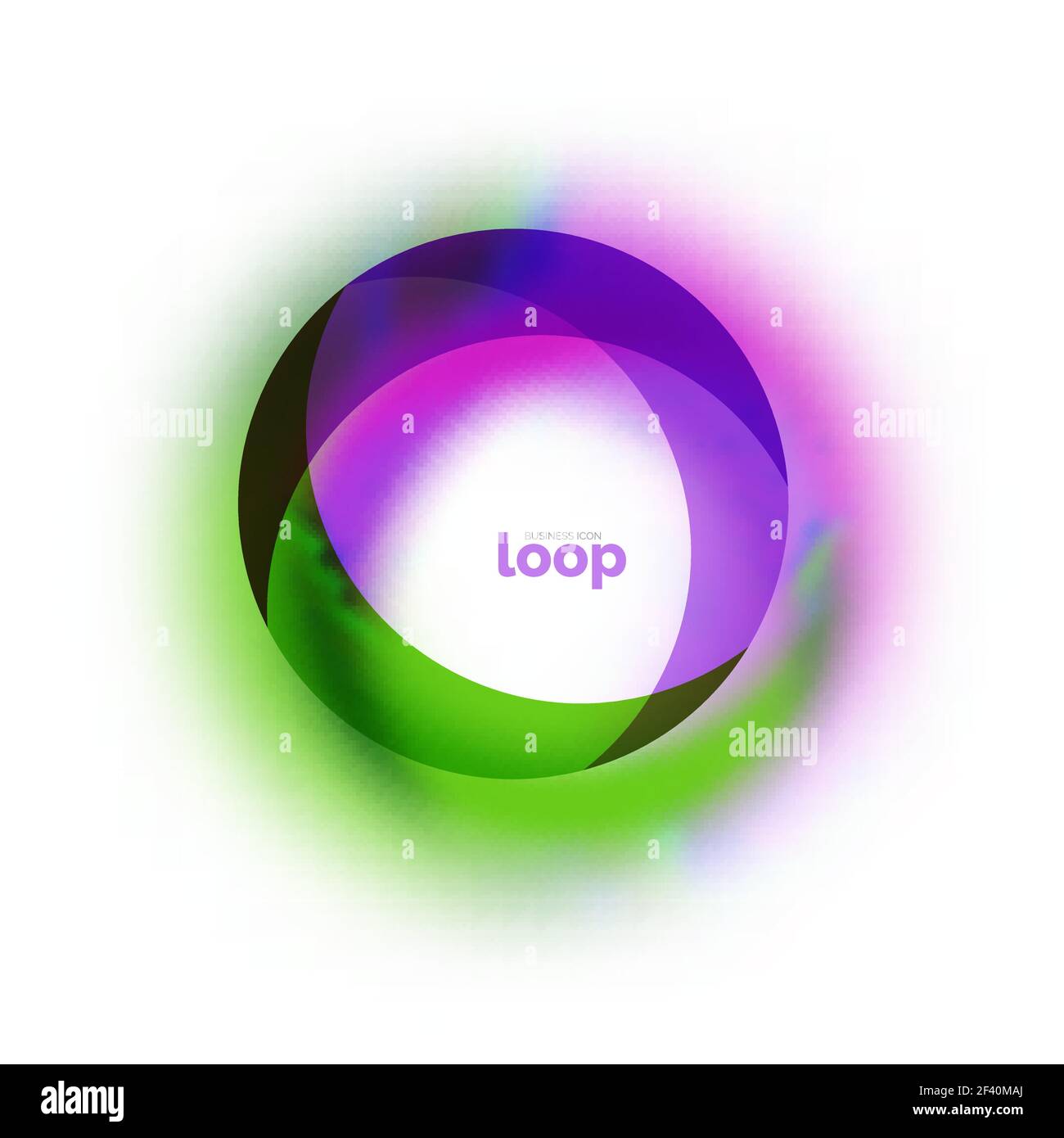 Loop circle business icon, created with glass transparent color shapes ...