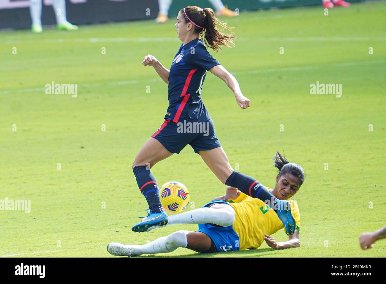 Orlando, Florida, Brazil defender Bruna #3 makes a slide tackle as USA ...