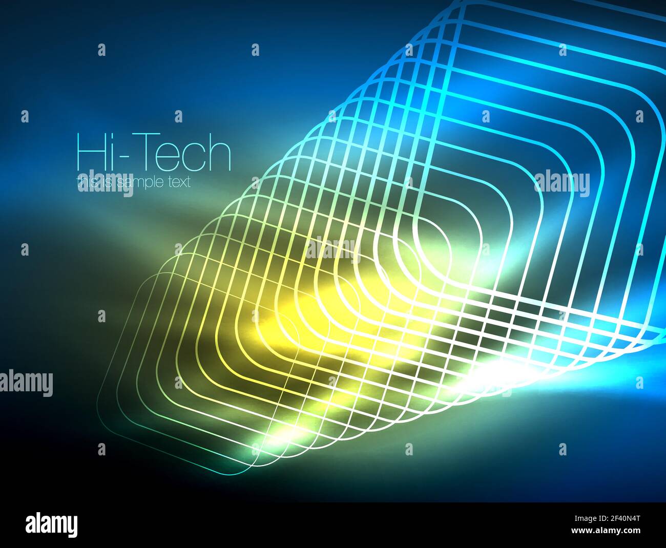 Neon glowing outline squares in dark. Neon glowing outline squares in ...