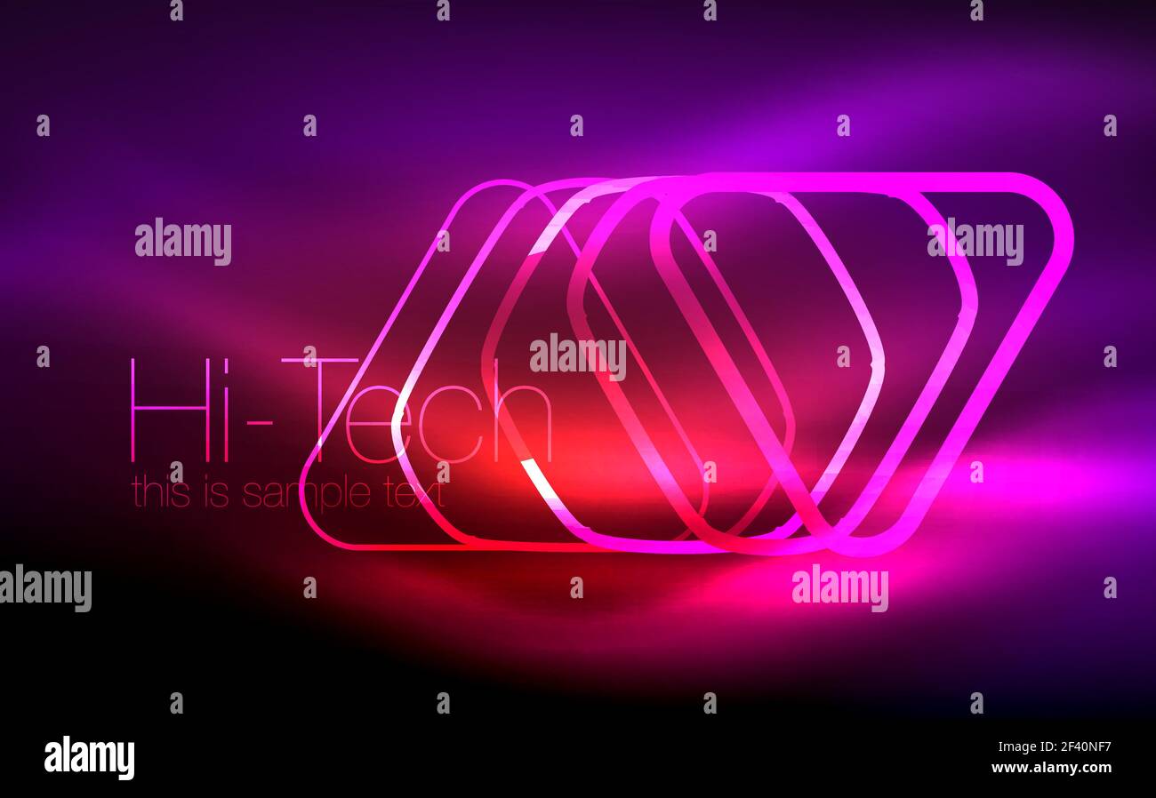 Glowing vector triangle geometric shapes in dark space. Glowing vector ...