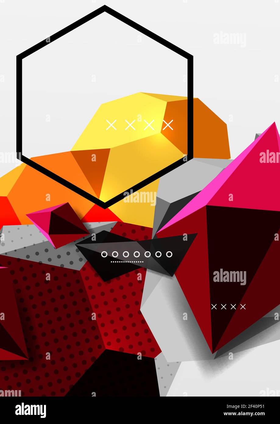 Color 3d geometric composition poster. Color 3d geometric composition ...