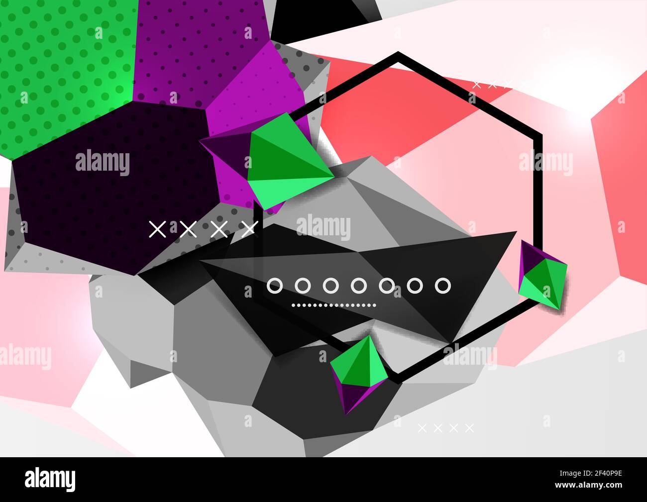 Color 3d geometric composition poster. Color 3d geometric composition ...