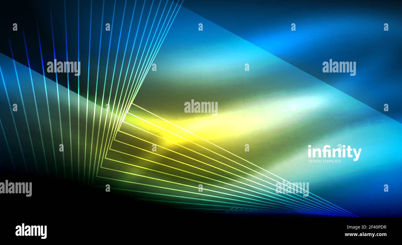 Shiny straight lines on dark background, techno digital modern template ...