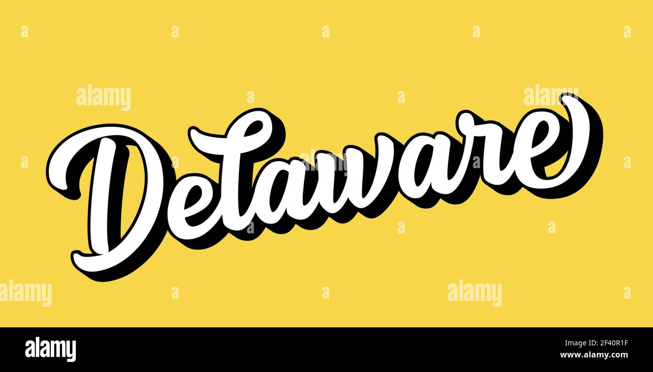 Hand sketched DELAWARE text. 3D vintage, retro lettering for poster ...