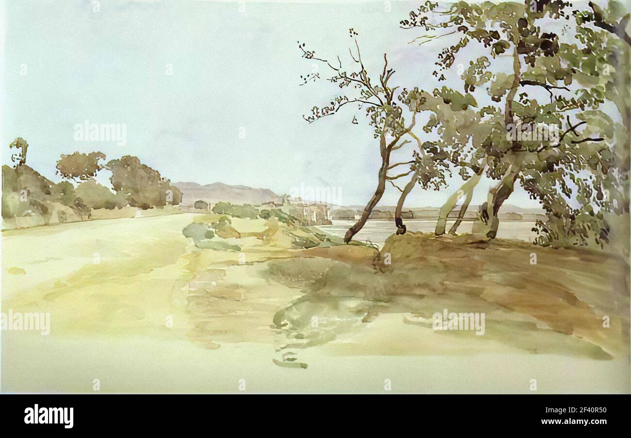 Alexandre Ivanov - Italian Landscape C 1850 Stock Photo - Alamy