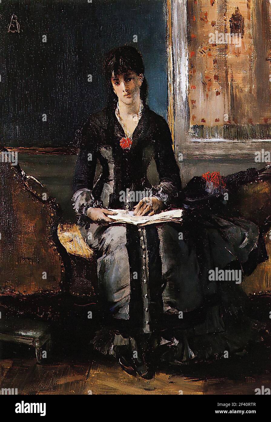 Alfred Stevens - Portrait Young Woman C 1870 Stock Photo - Alamy