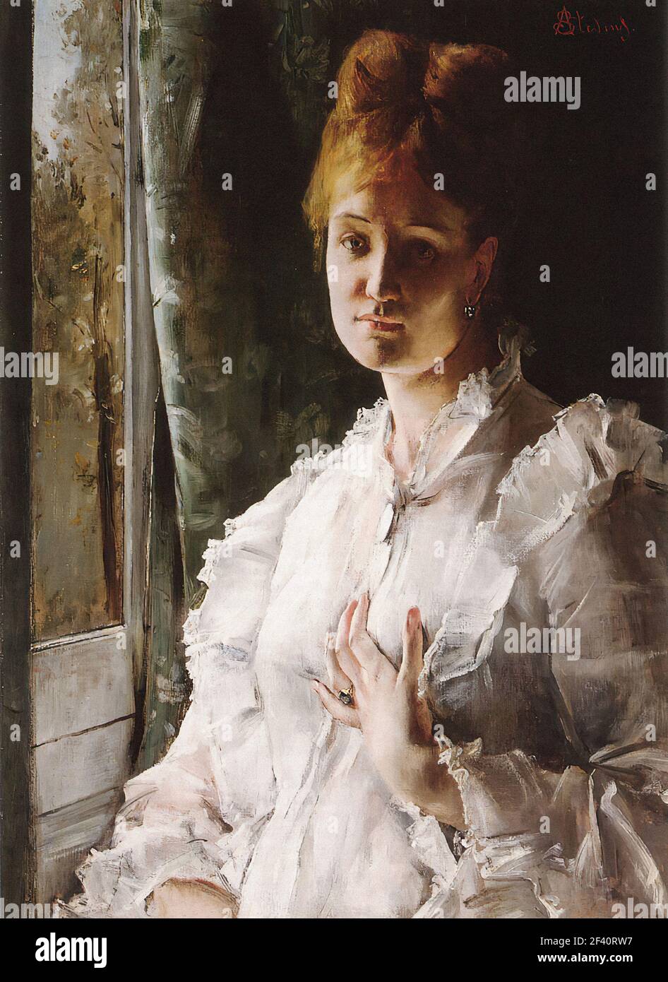 Alfred Stevens - Portrait Woman White Stock Photo - Alamy