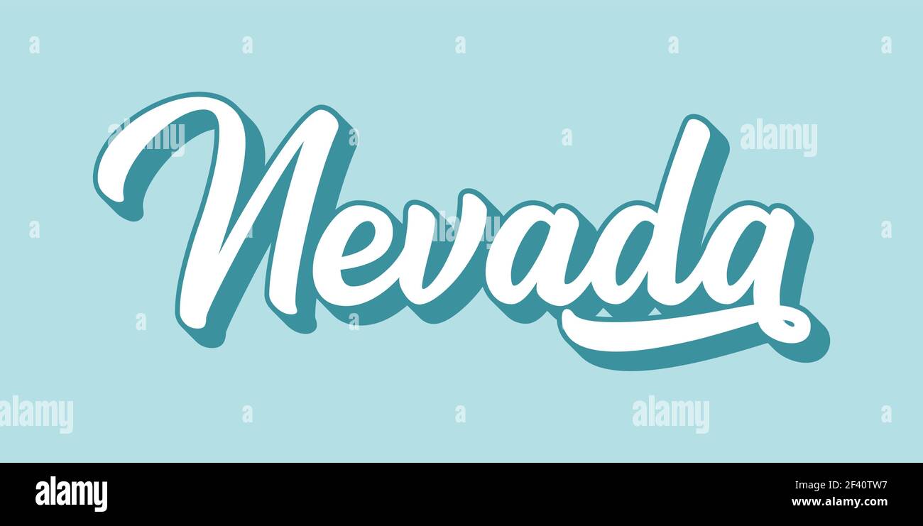 Hand sketched NEVADA text. 3D vintage, retro lettering for poster ...
