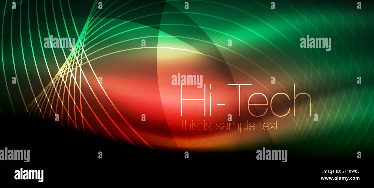 Glossy light effect neon glowing waves, shiny lights. Glossy light ...