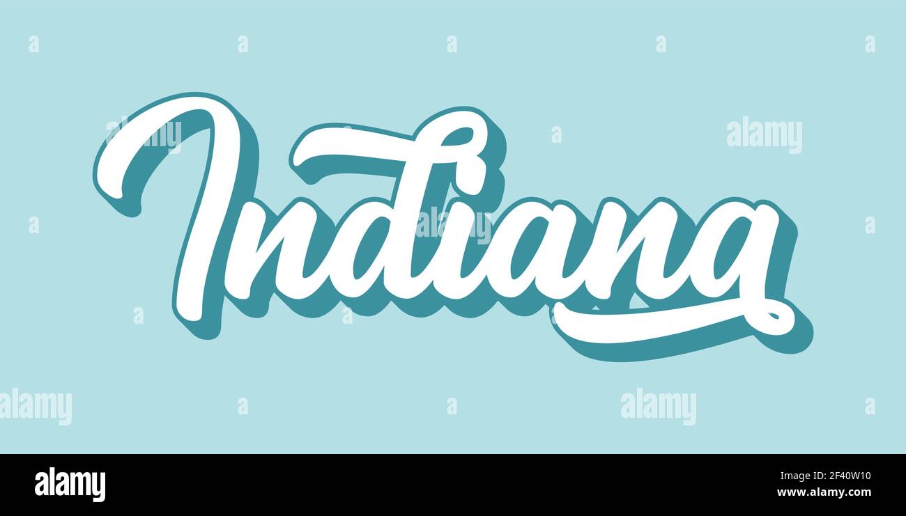 Hand sketched INDIANA text. 3D vintage, retro lettering for poster ...