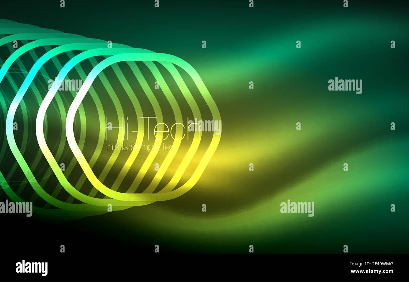 Outline hexagons, glowing geometric shapes, digital techno abstract ...