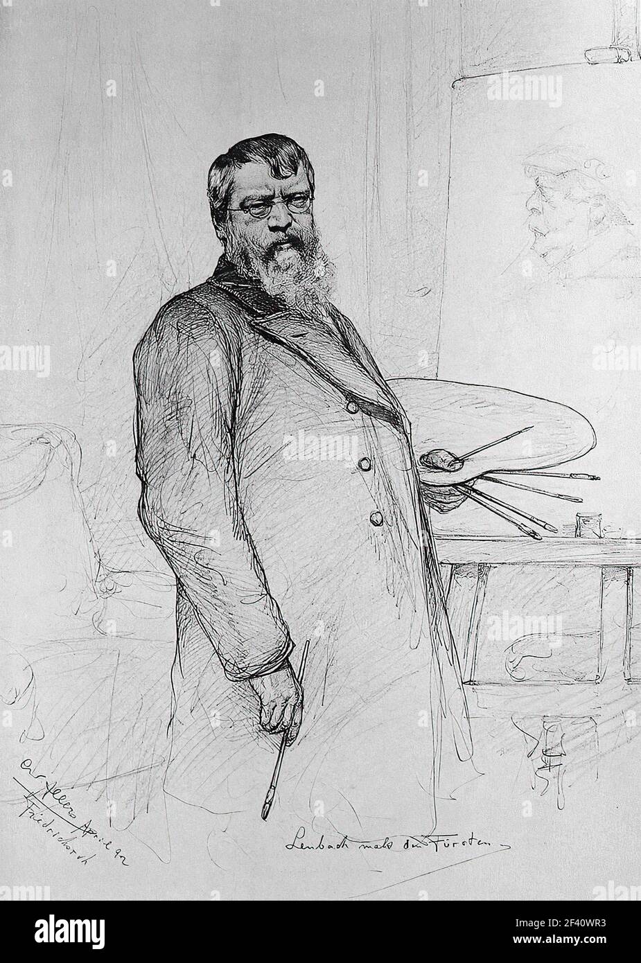 Christian Wilhelm Allers - German Painter Franz Von Lenbach 1892 Stock ...