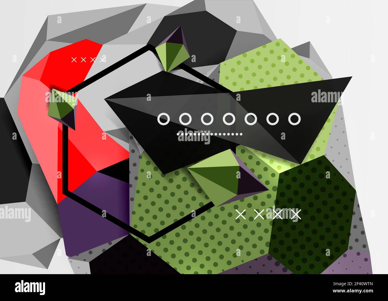 Color 3d geometric composition poster. Color 3d geometric composition ...