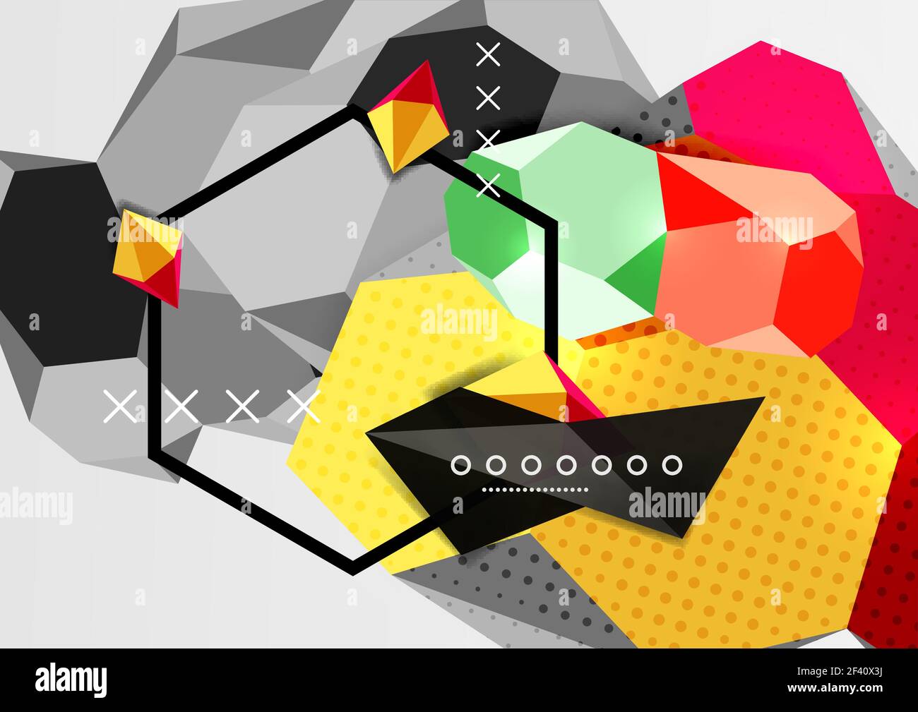 Color 3d geometric composition poster. Color 3d geometric composition ...