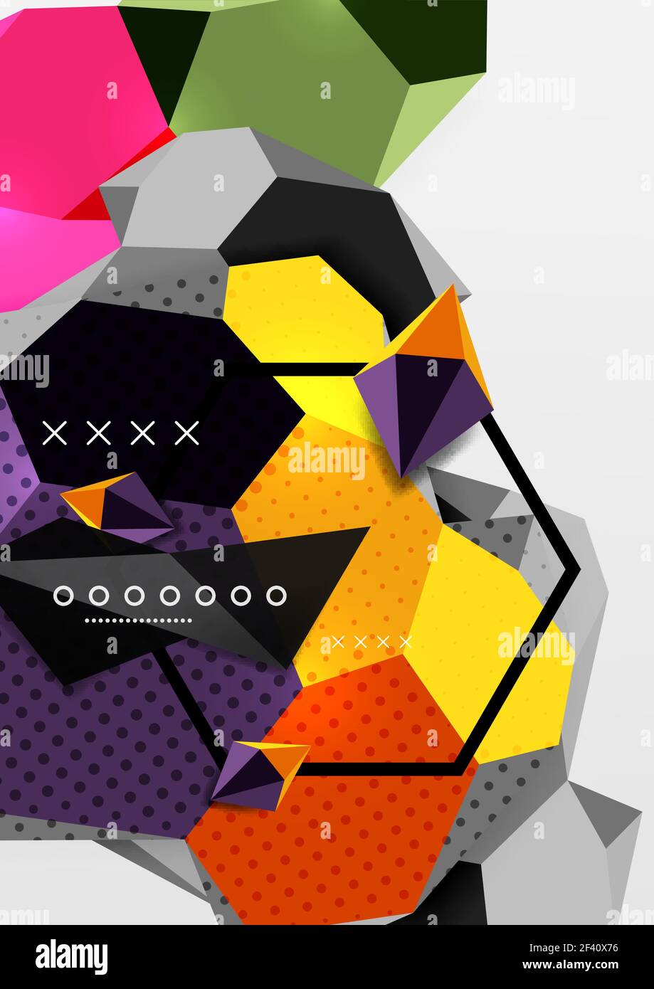 Color 3d geometric composition poster. Color 3d geometric composition ...