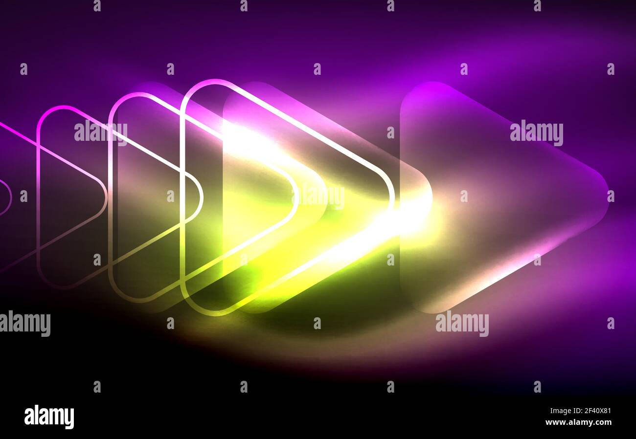 Glowing vector triangle geometric shapes in dark space. Glowing vector ...