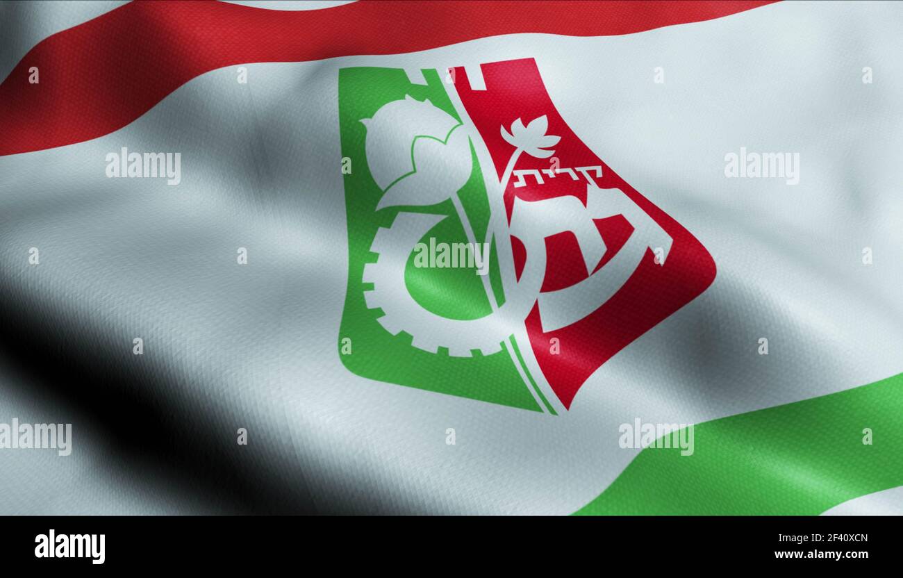 3D Illustration of a waving Israel city flag of Kiryat Gat Stock Photo ...