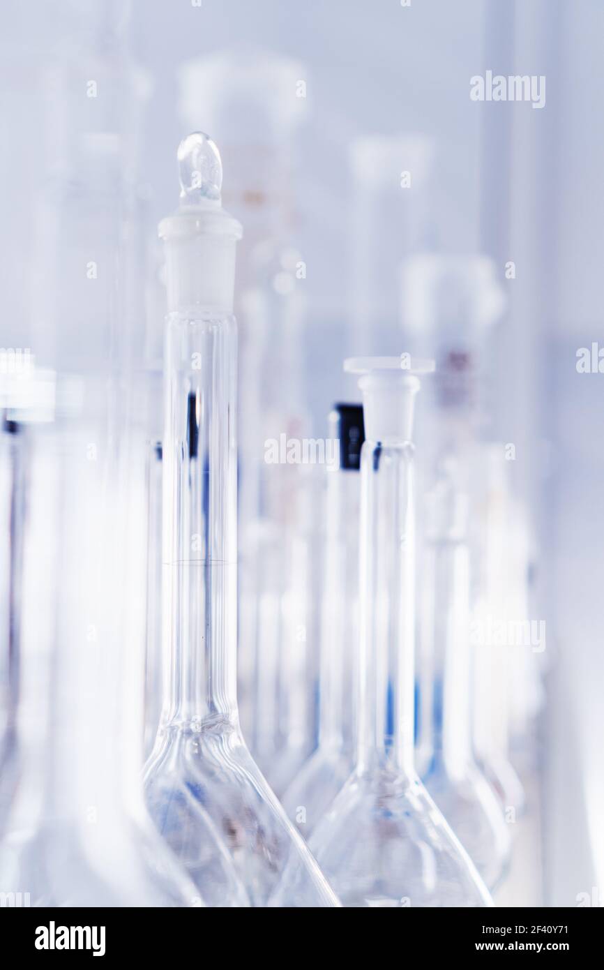 Laboratory glassware, test tubes and flasks for experiments and ...