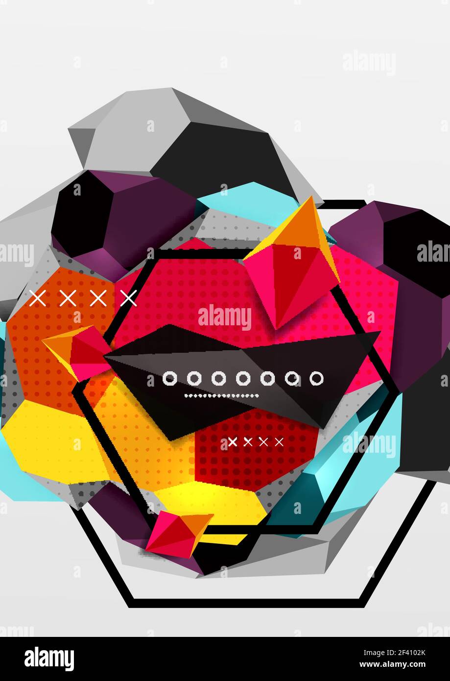 Color 3d geometric composition poster. Color 3d geometric composition ...