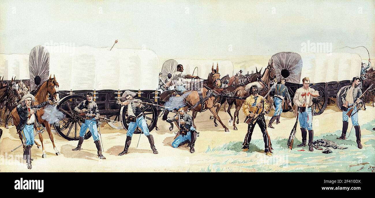 Frederic Remington - Attack Supply Train 1885 Stock Photo - Alamy