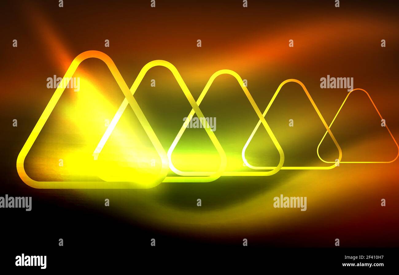 Glowing vector triangle geometric shapes in dark space. Glowing vector ...