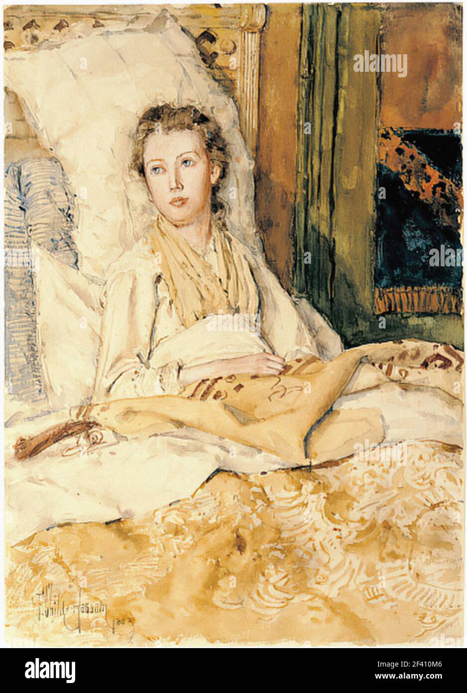 Frederick Childe Hassam- Maude Sewing 1883 Stock Photo - Alamy