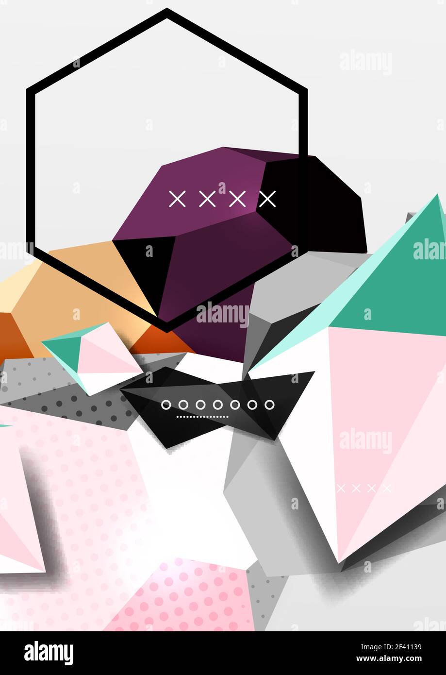 Color 3d geometric composition poster. Color 3d geometric composition ...