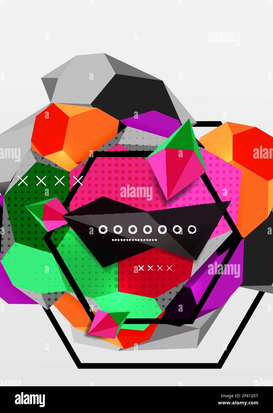 Color 3d geometric composition poster. Color 3d geometric composition ...