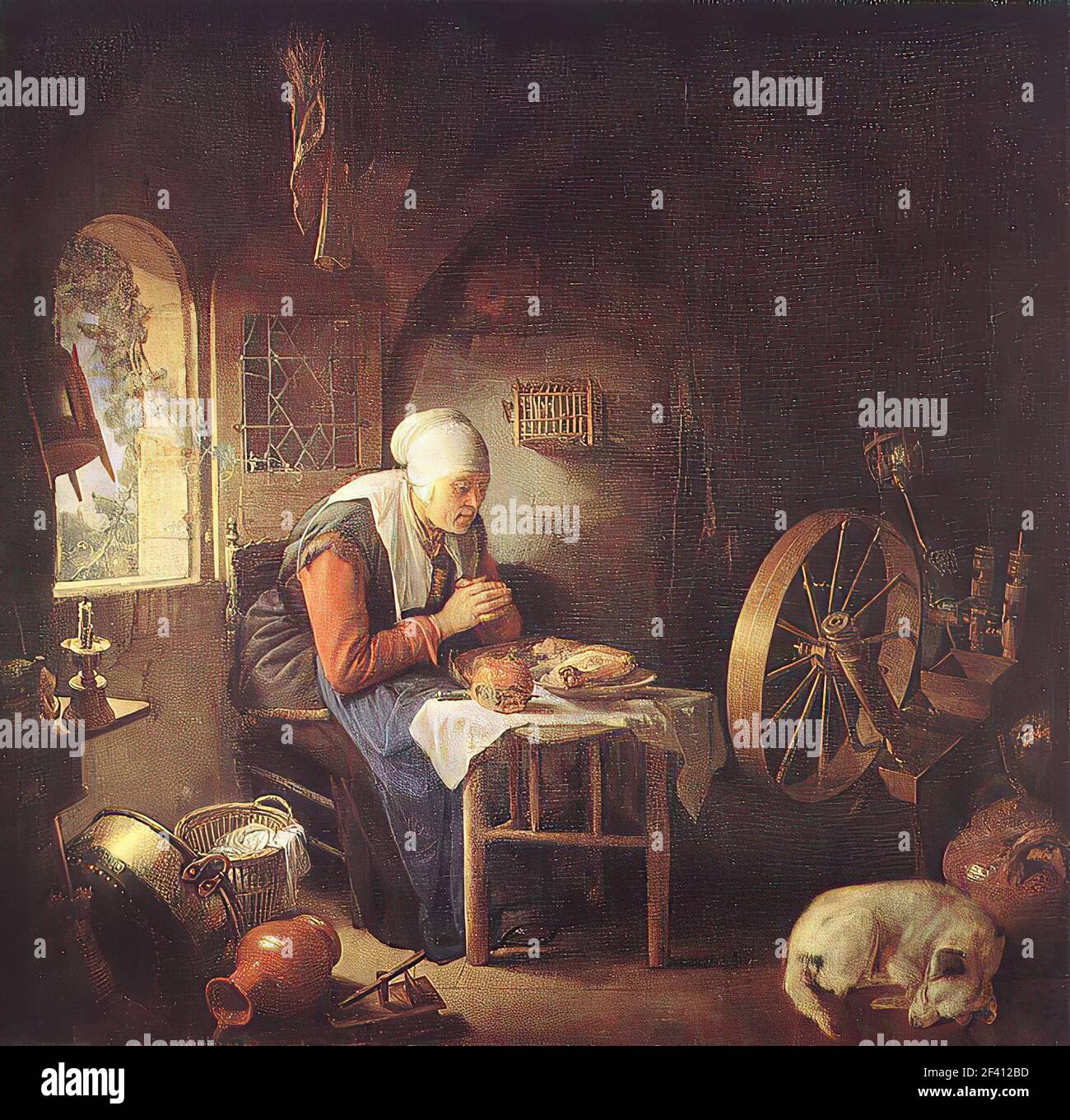 Gerrit Dou - Grace Before Meat Stock Photo - Alamy