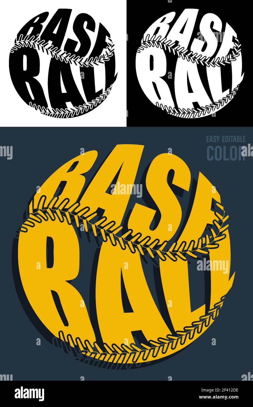 Volumetric letters with name BASEBALL on background of sports ball ...