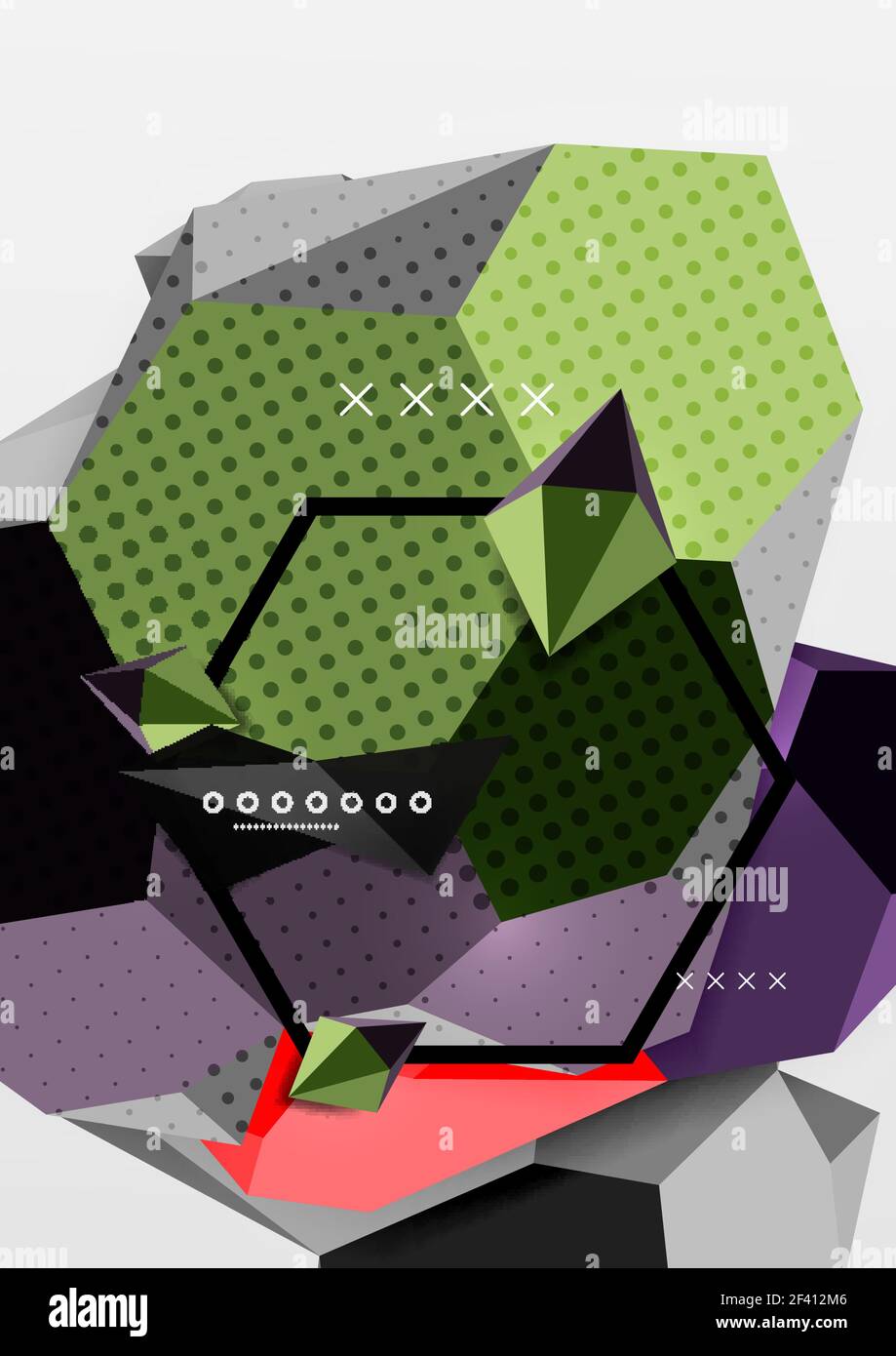 Color 3d geometric composition poster. Color 3d geometric composition ...