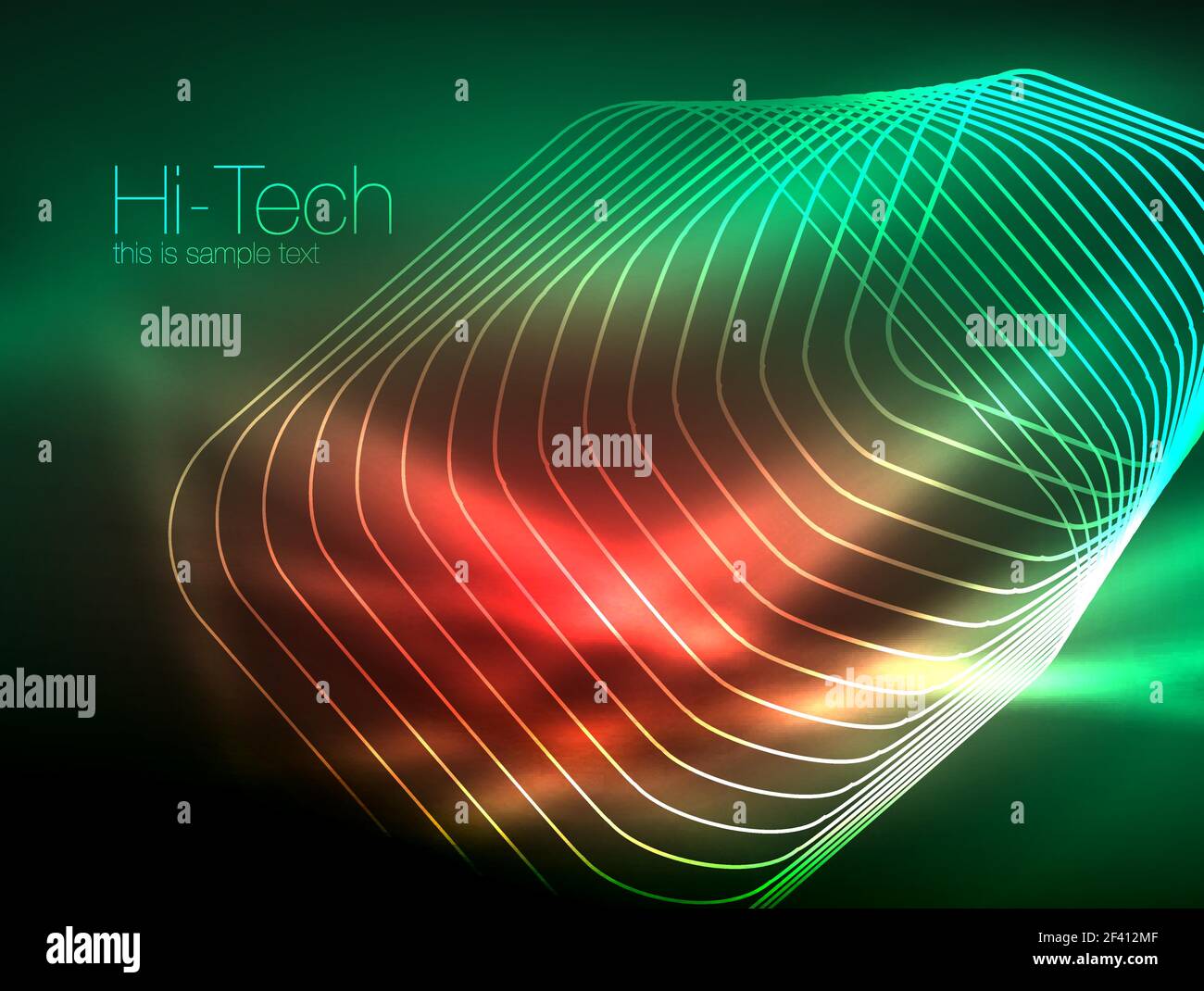 Neon glowing outline squares in dark. Neon glowing outline squares in ...