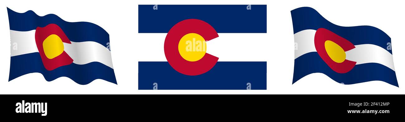 flag of american state of Colorado in static position and in motion ...