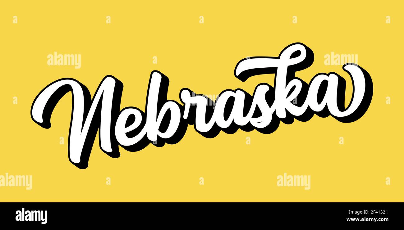 Hand sketched NEBRASKA text. 3D vintage, retro lettering for poster ...