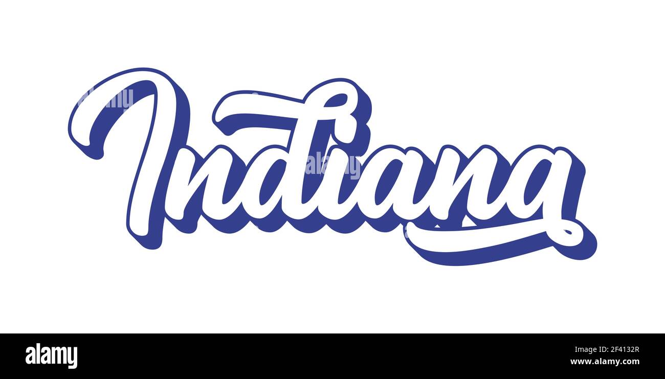 Hand sketched INDIANA text. 3D vintage, retro lettering for poster ...
