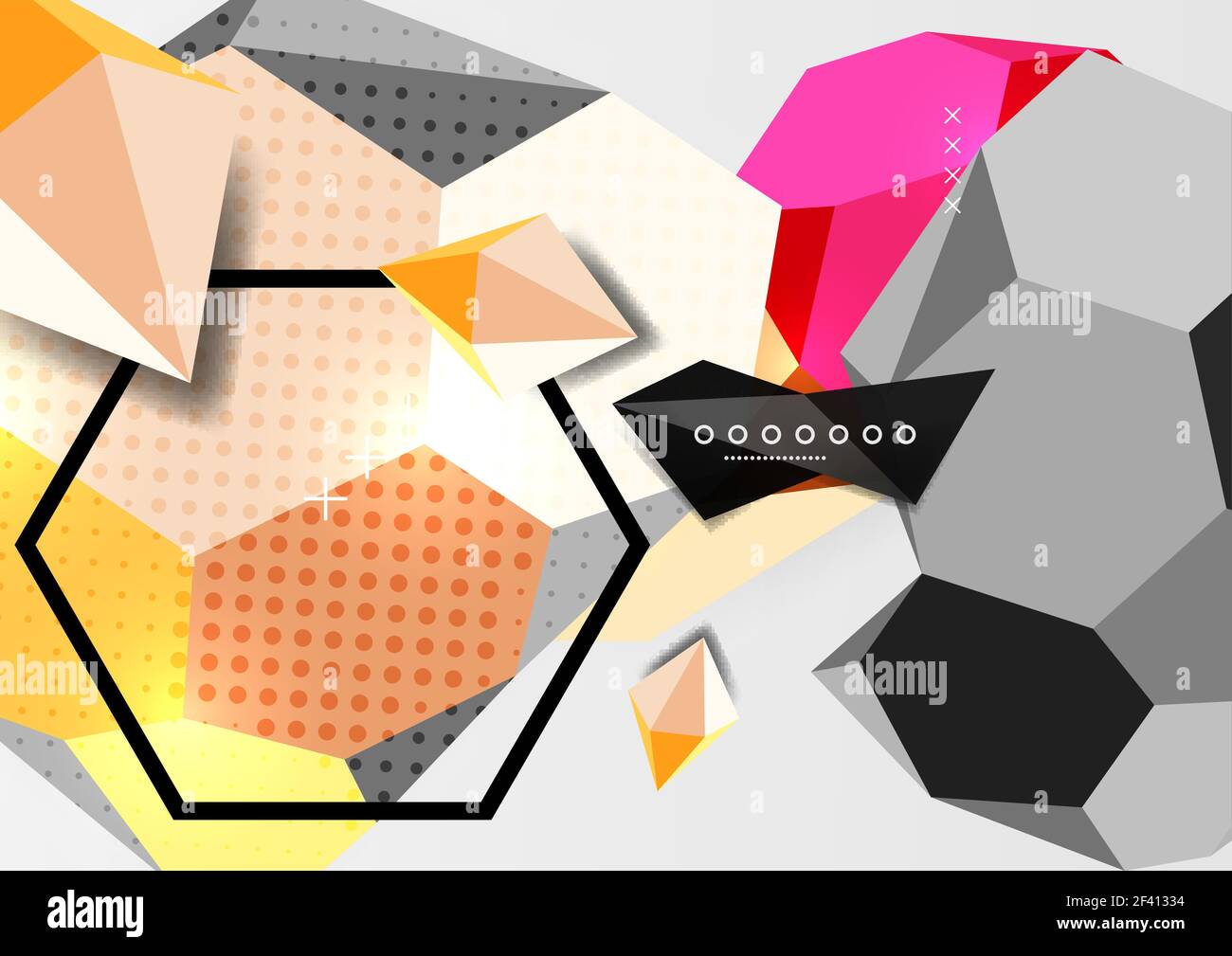 Color 3d geometric composition poster. Color 3d geometric composition ...