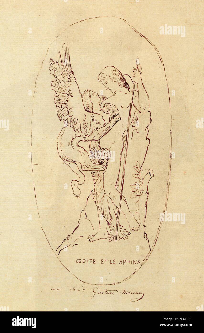Gustave Moreau - Oedipe Et Le Sphinx 1864 Stock Photo - Alamy
