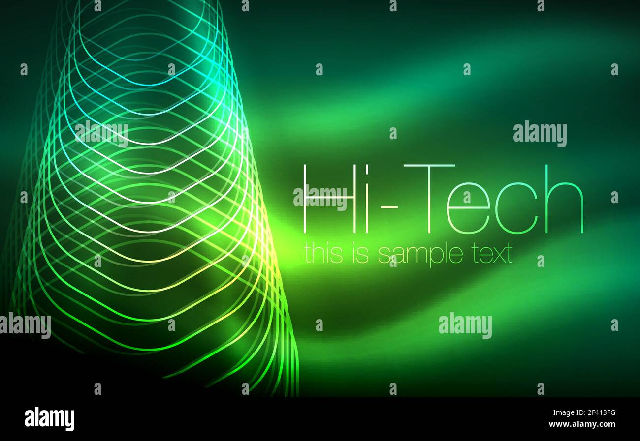 Outline hexagons, glowing geometric shapes, digital techno abstract ...
