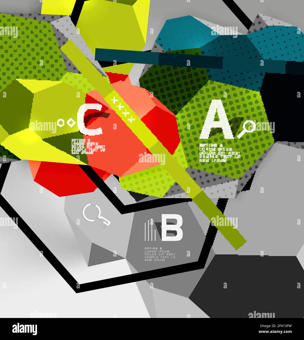 3d hexagon geometric composition, geometric digital abstract background ...